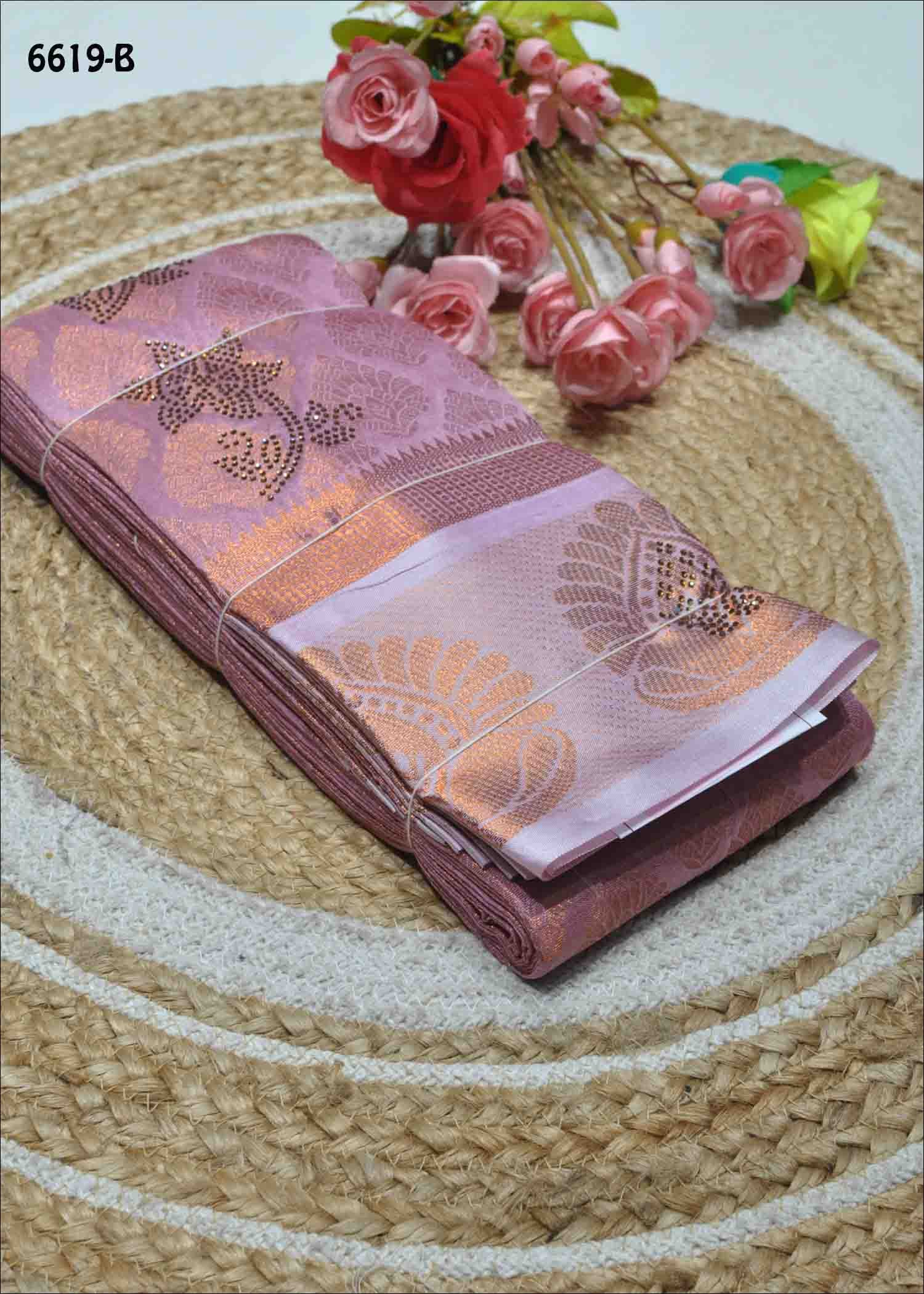 Nila - 6619-B Wineberry Pink Color Traditional Wear Semi-Pattu Saree ...