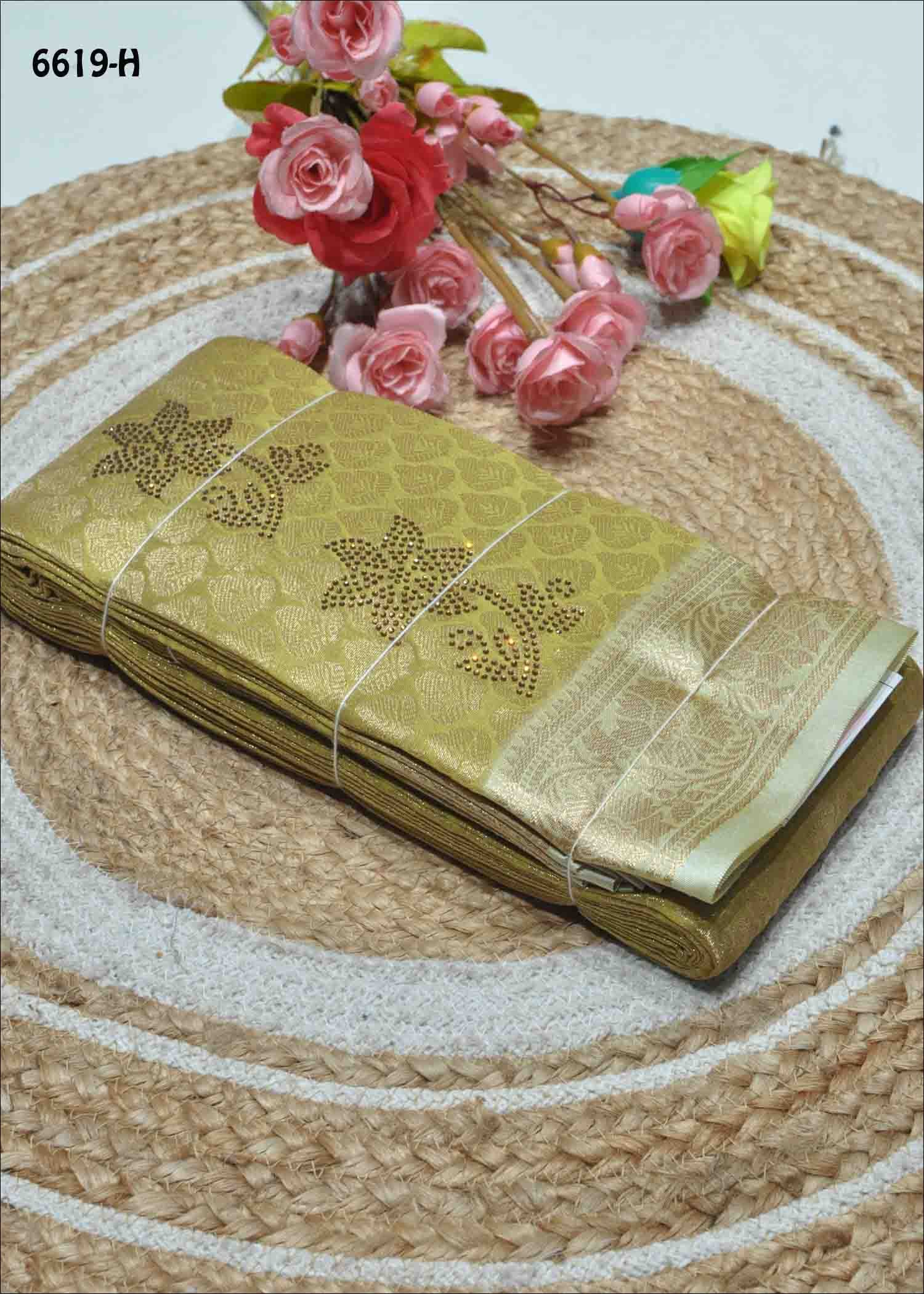 Nila - 6619-H Tea Green Color Traditional Wear Semi-Pattu Saree ...