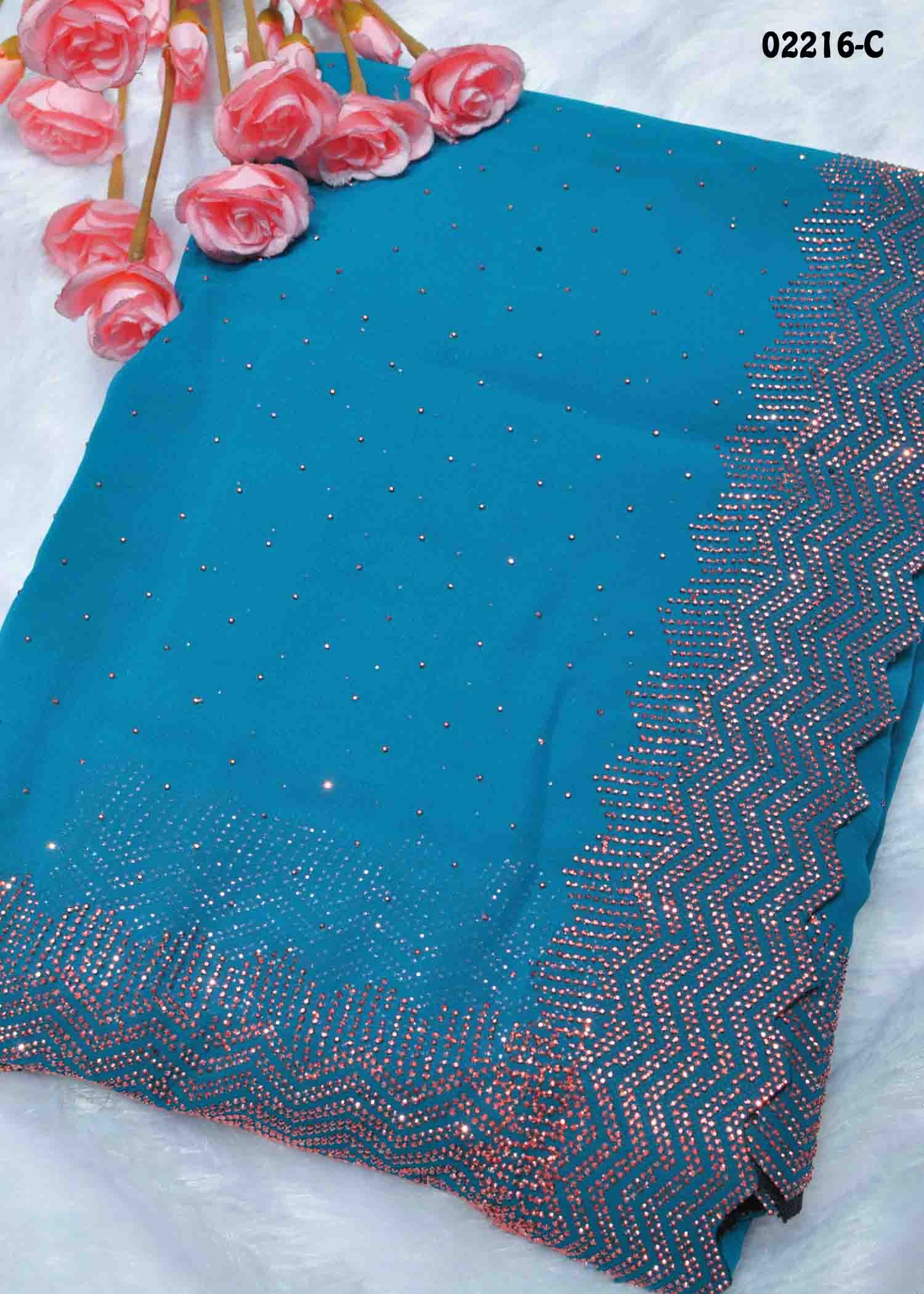 Thalaivaa - 02216-C CyanBlue Color Ramzan Special Stone Work Georgette ...