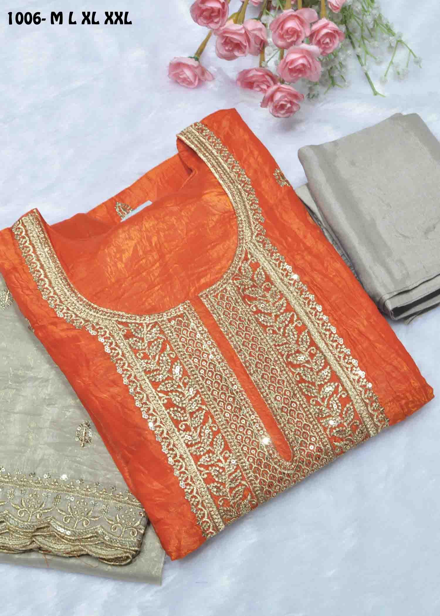 Mumtaj - 1006 DarkOrange Color Ramzan Special Gold Crushed Ready Made ...
