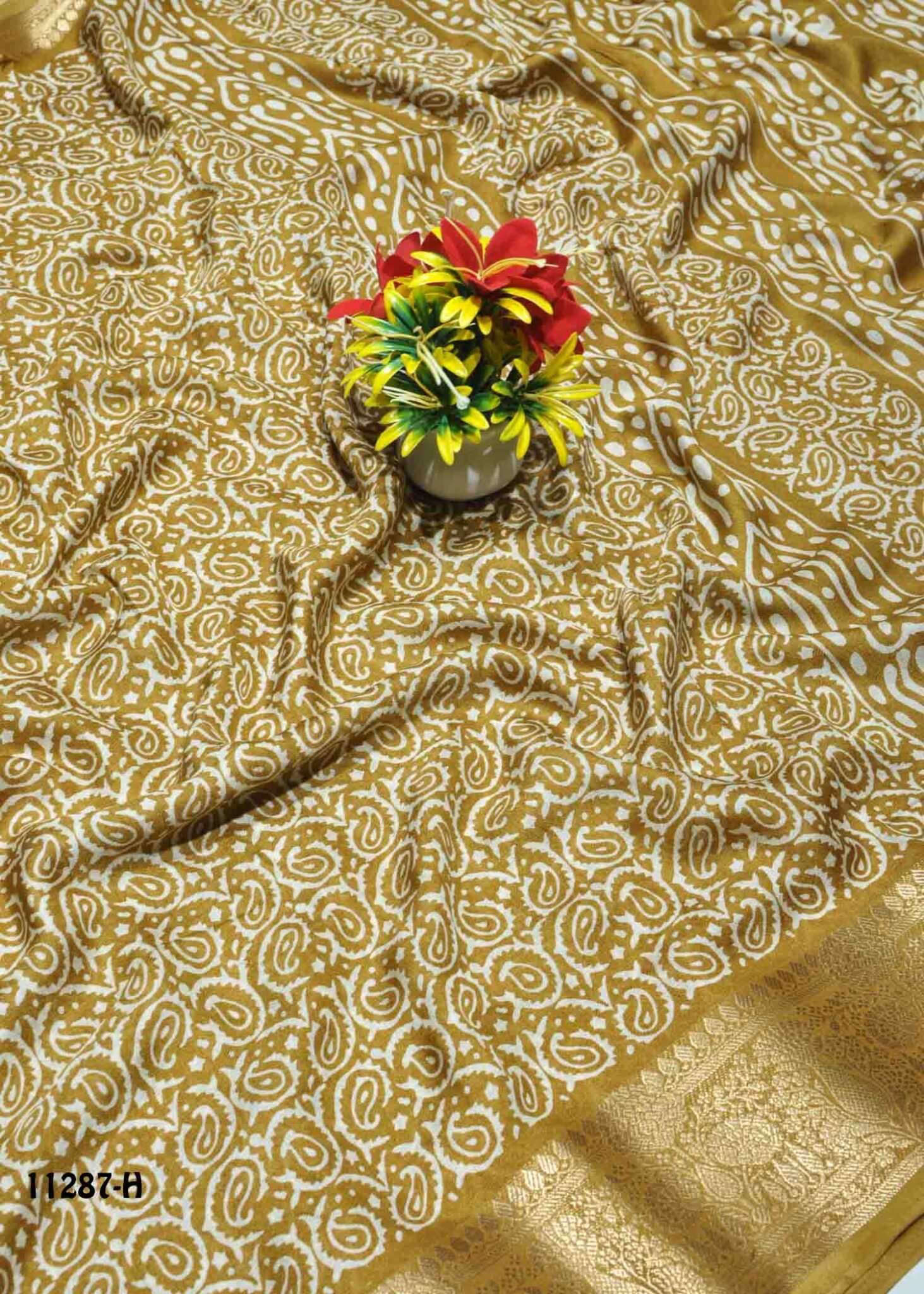 SriMithra - 11287-H Mustard Color Rich Look Moss Chiffon Saree ...