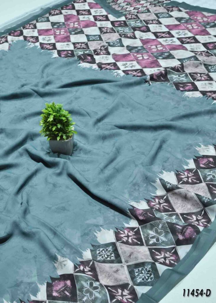 Thulasi - 11454-D CornflowerBlue Color Soft Georgette Saree CM1316100 ...