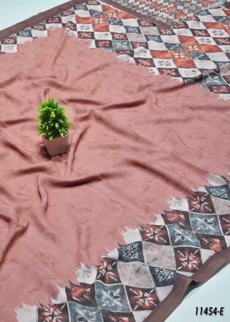 Thulasi - 11454-E AmberBrown Color Soft Georgette Saree CM1316100 ...