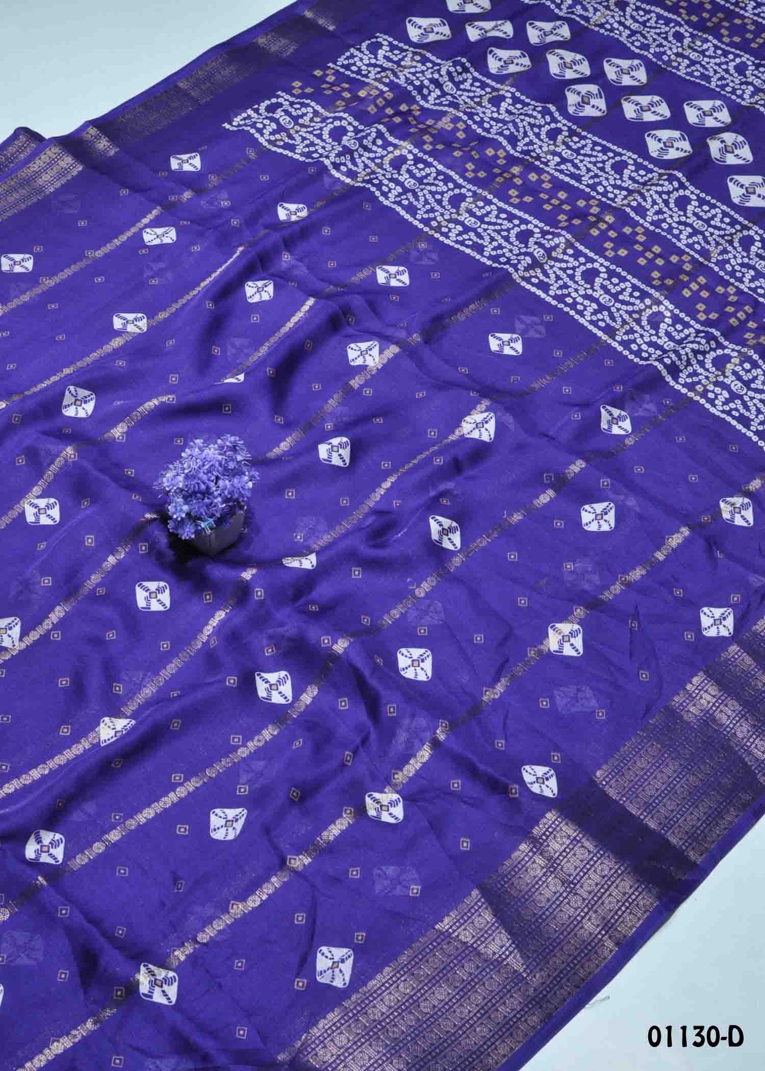 Anitha - 01130-D Violet Color Fancy Moss Chiffon Saree CM1350730 (LR9E ...