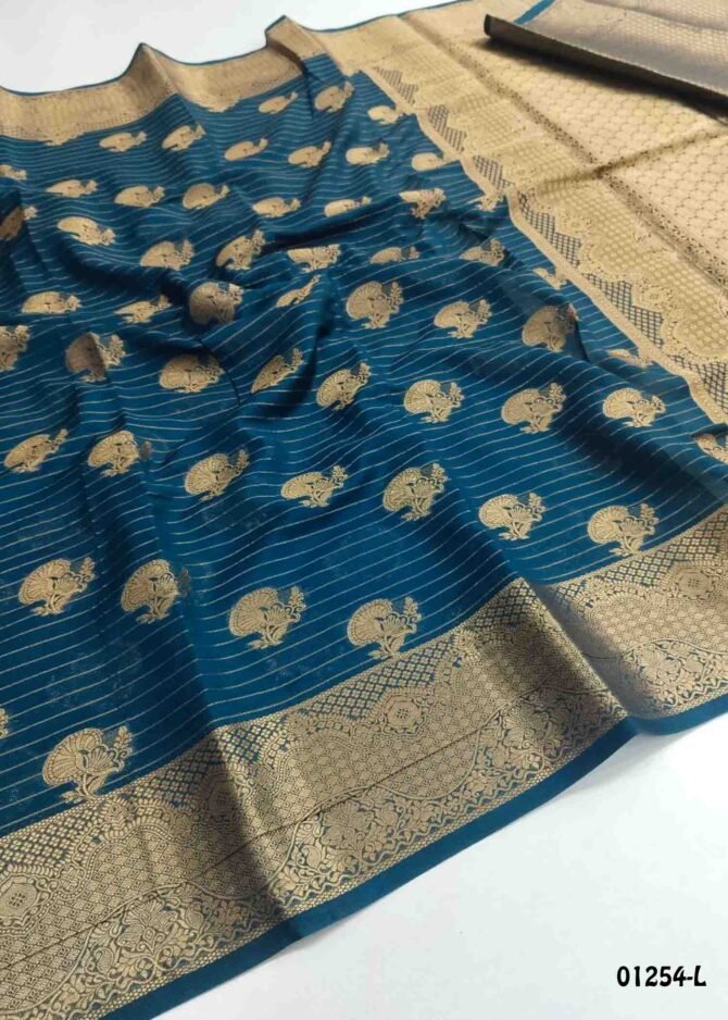 Anamika -01254-L PeacockBlue Color Excellent Traditional Crepe Silk ...